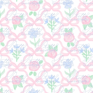 Grandmillennial Coquette Bows Floral Bows Pattern, Seamless Pattern ...
