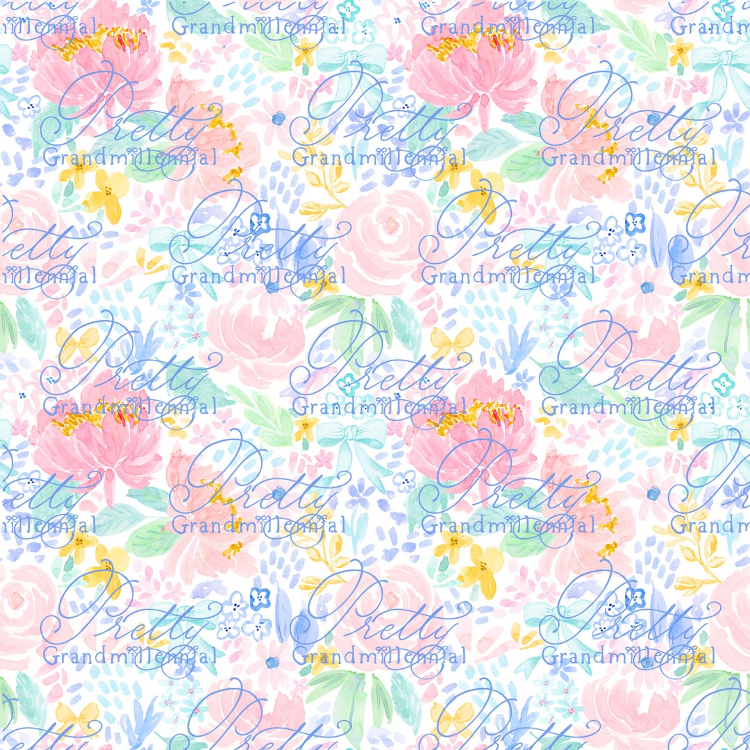 Grandmillennial Floral Pattern, Watercolor Flowers Pattern, Floral ...