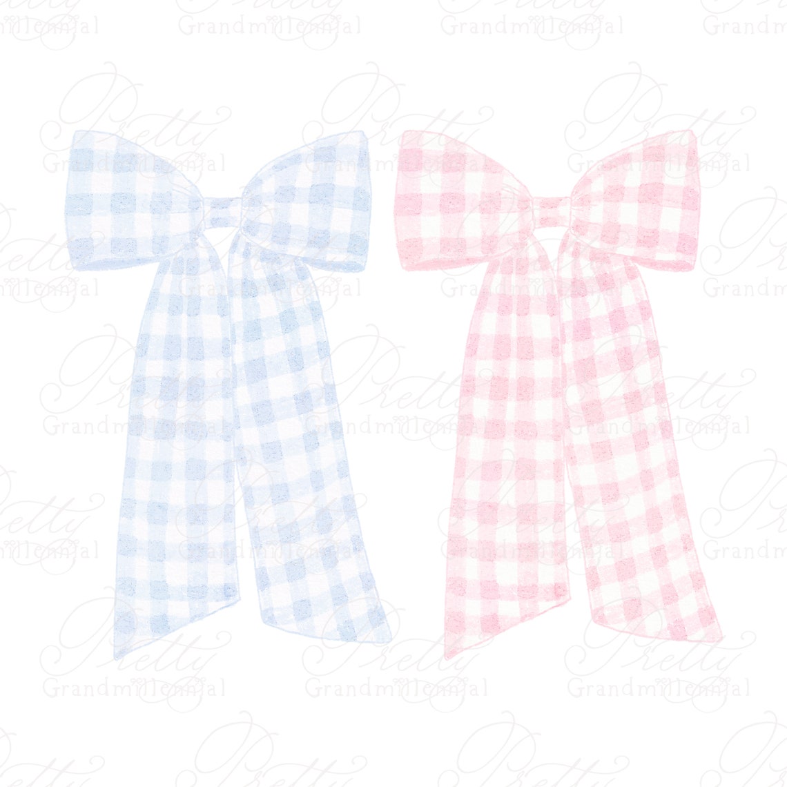 Gingham Bows Clipart Cute Bows Ribbon Clipart Pink Bows - Etsy