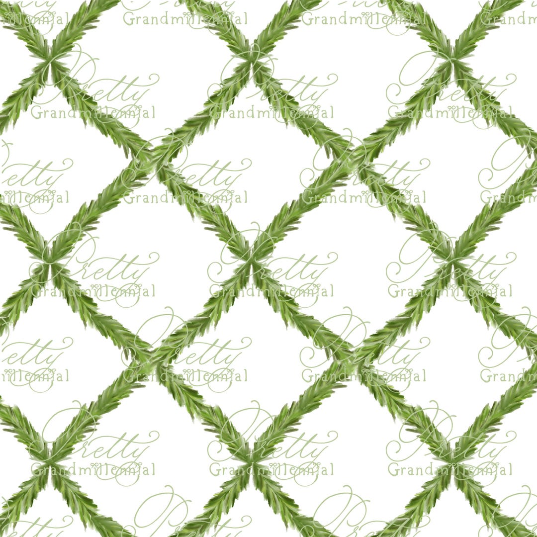 Grandmillennial Garland Pattern, Seamless Greenery Garland Pattern ...