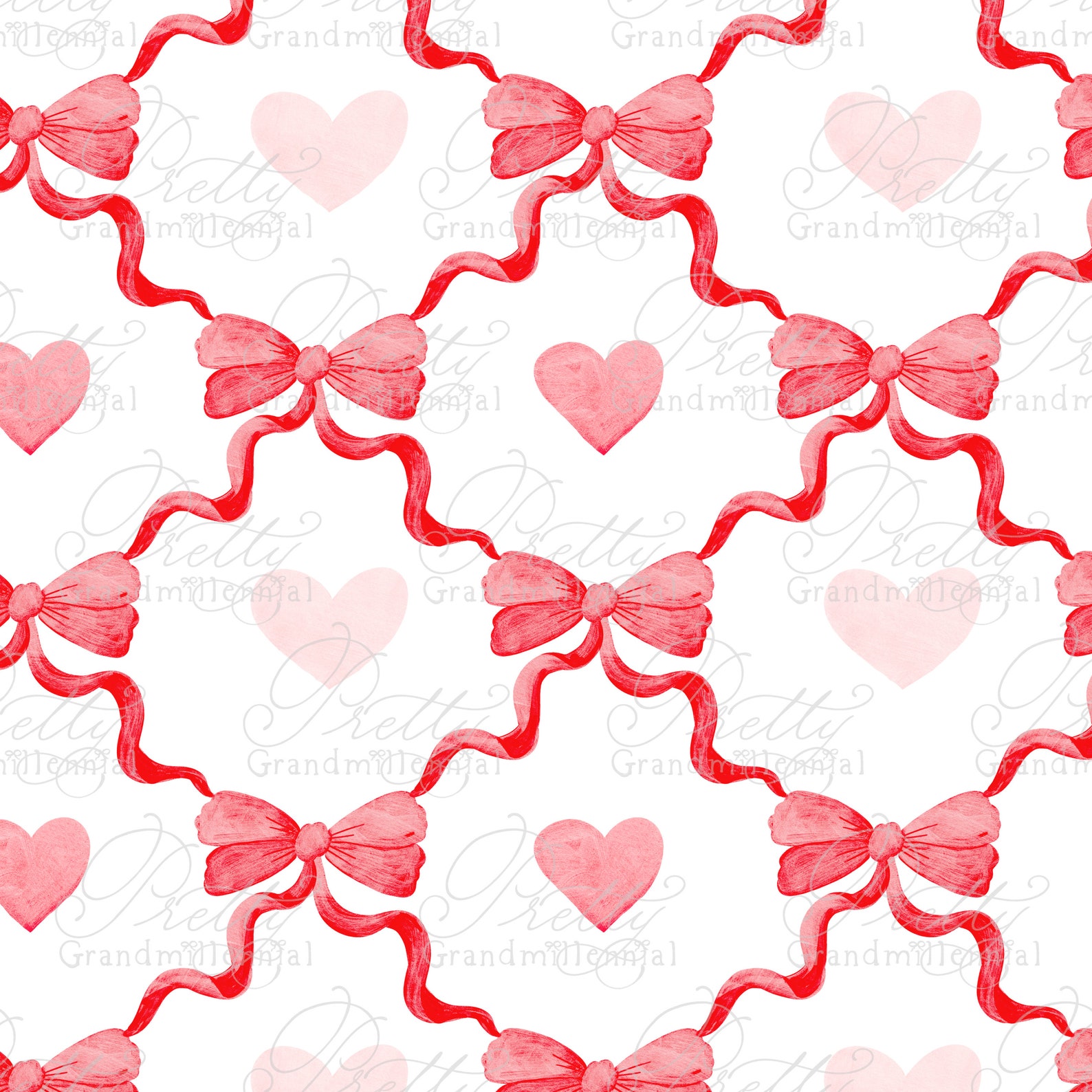 Valentine's Day Bows and Hearts Seamless Pattern, Hearts Pattern ...