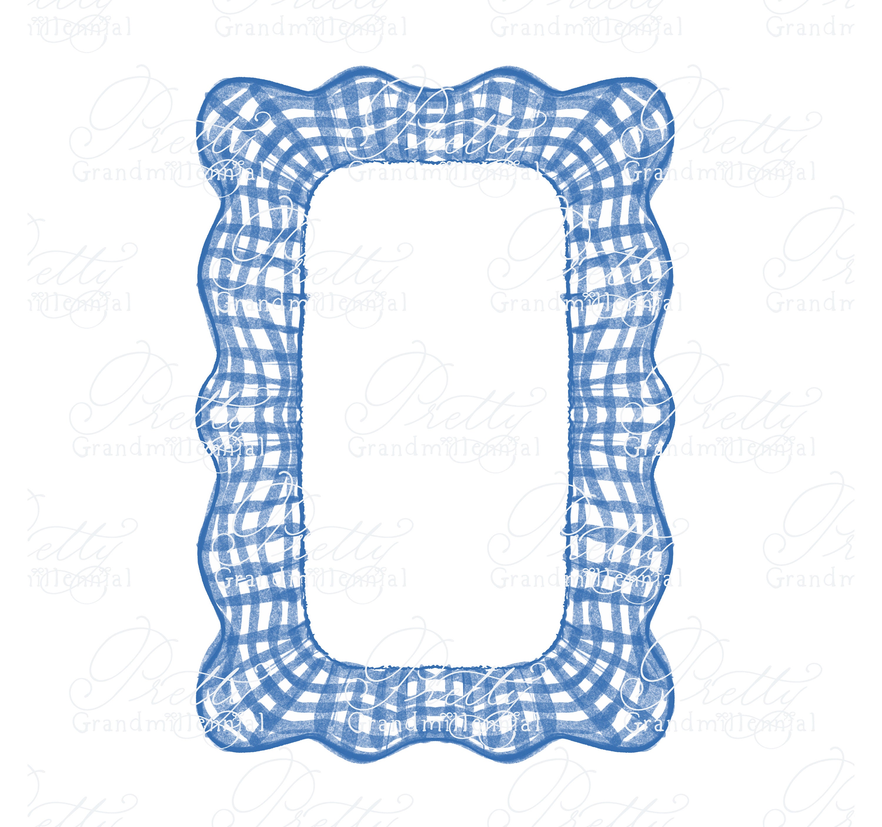 5x7 Gingham Frame, Grandmillennial Clipart, Gingham Clipart, Frame ...