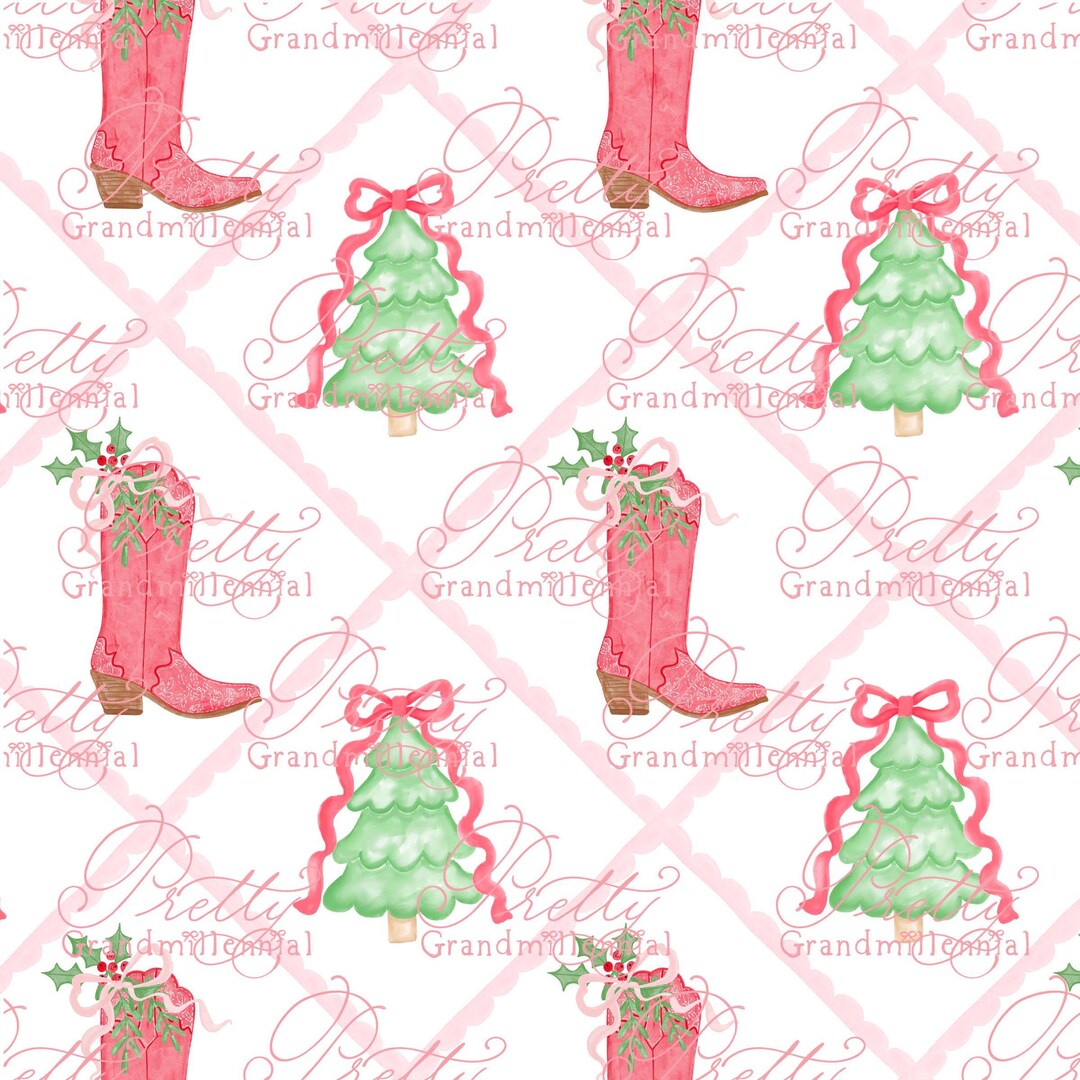 Christmas Cowgirl Boot Pattern, Christmas Christmas Trees Pattern ...
