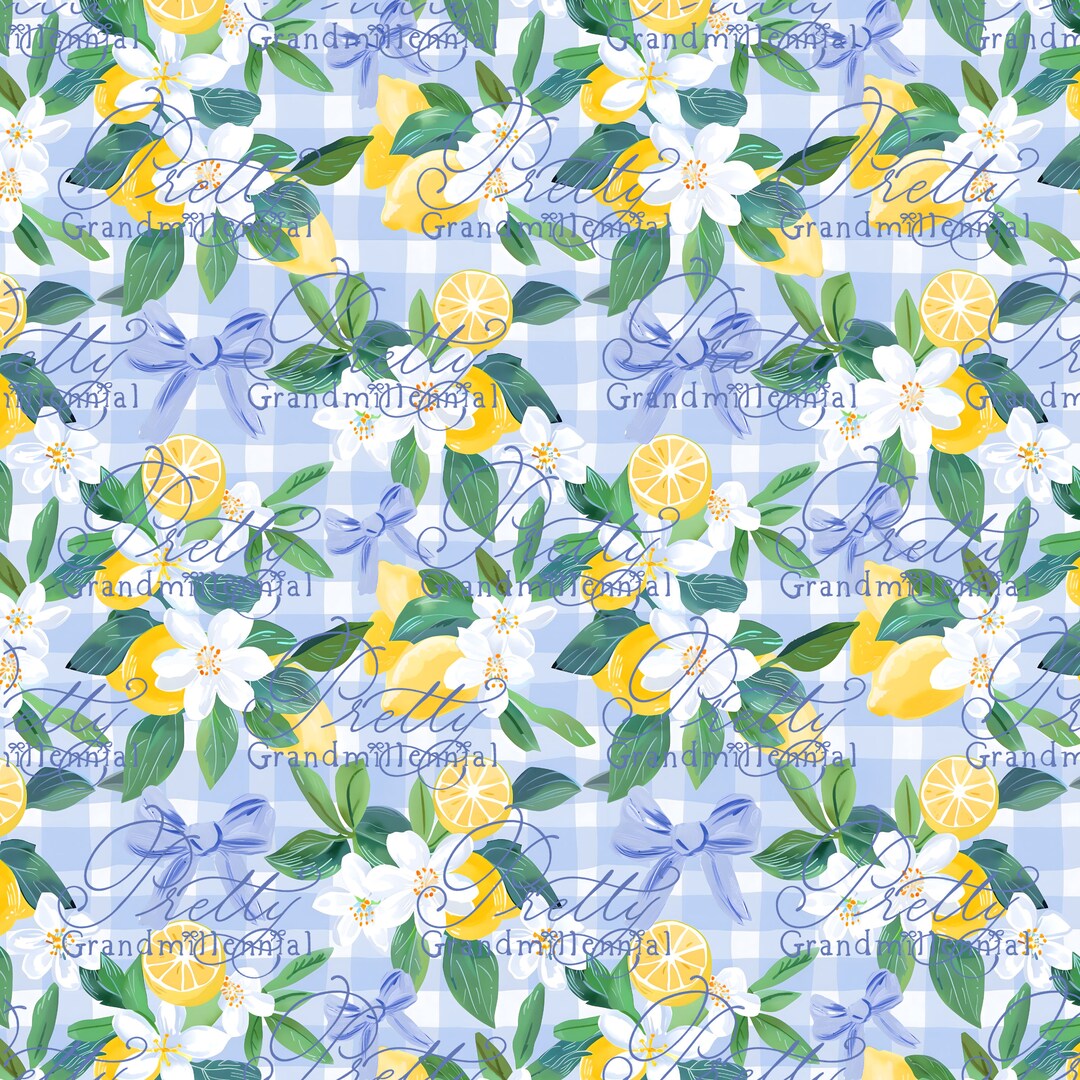 Lemon Print, Summer Pattern, Grandmillennial Pattern, Pretty ...