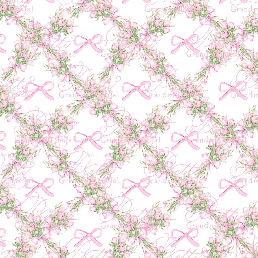 Preppy Spring Pattern, Preppy Bows Spring Pattern, Seamless Pattern ...