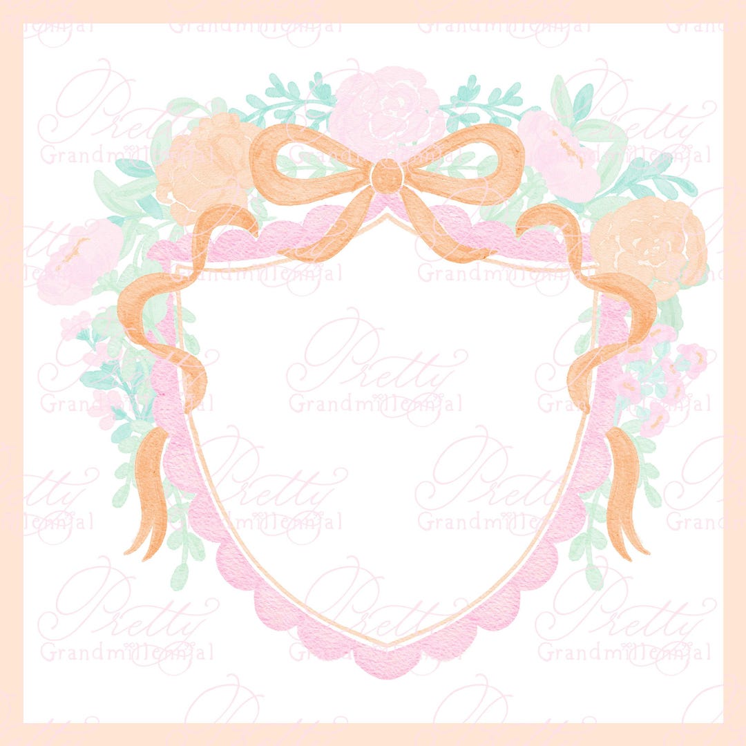 Orange Bow Crest, Fall Crest Clipart, Watercolor Crest, Fall Wedding ...