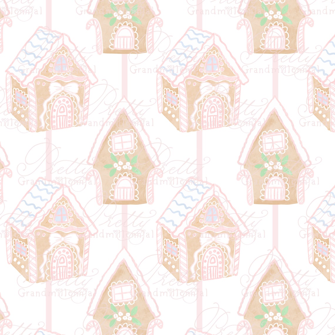Cute Gingerbread House Seamless Pattern, Christmas Patterns, Christmas ...