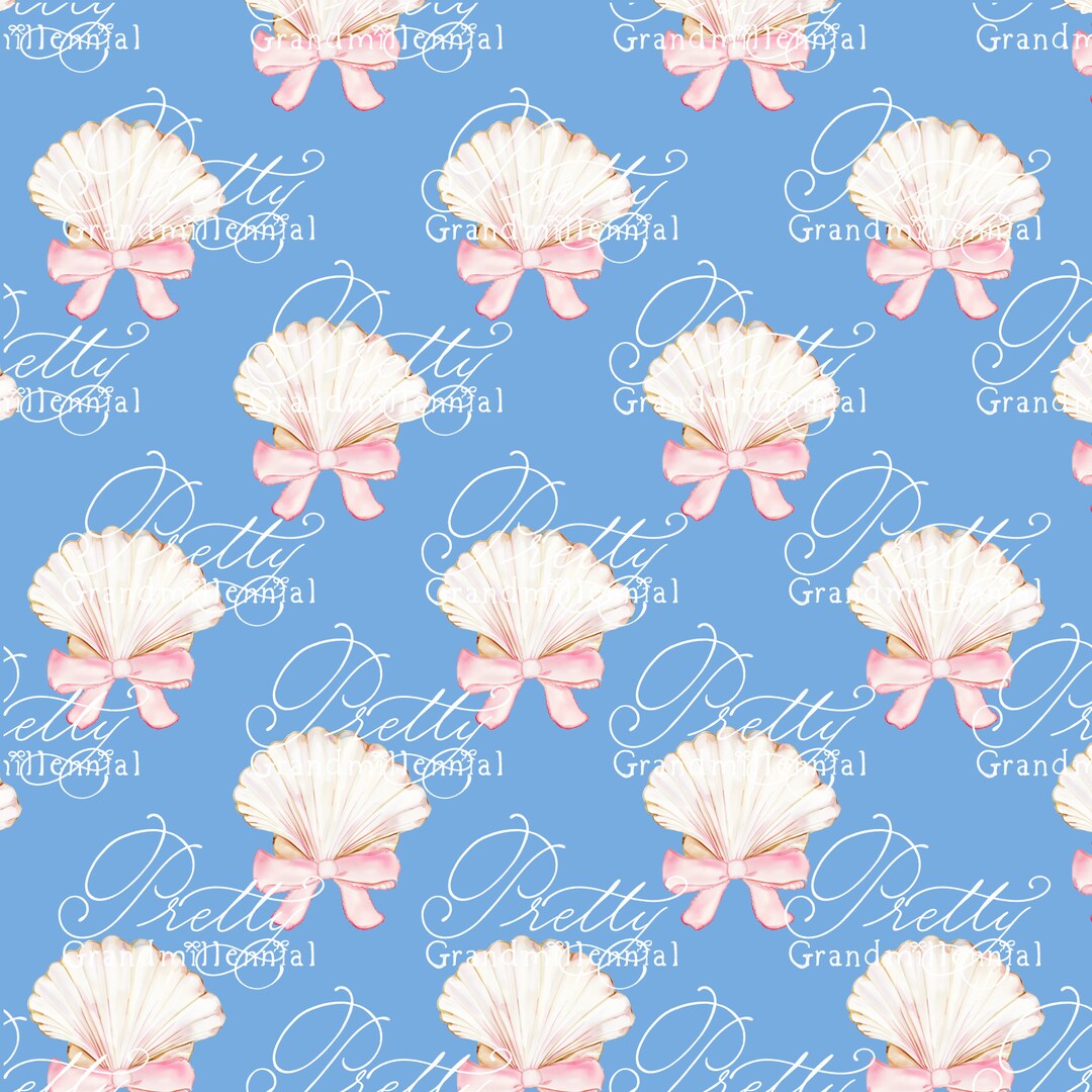 Beach Seashell Seamless Pattern, Preppy Pattern, Grandmillennial ...