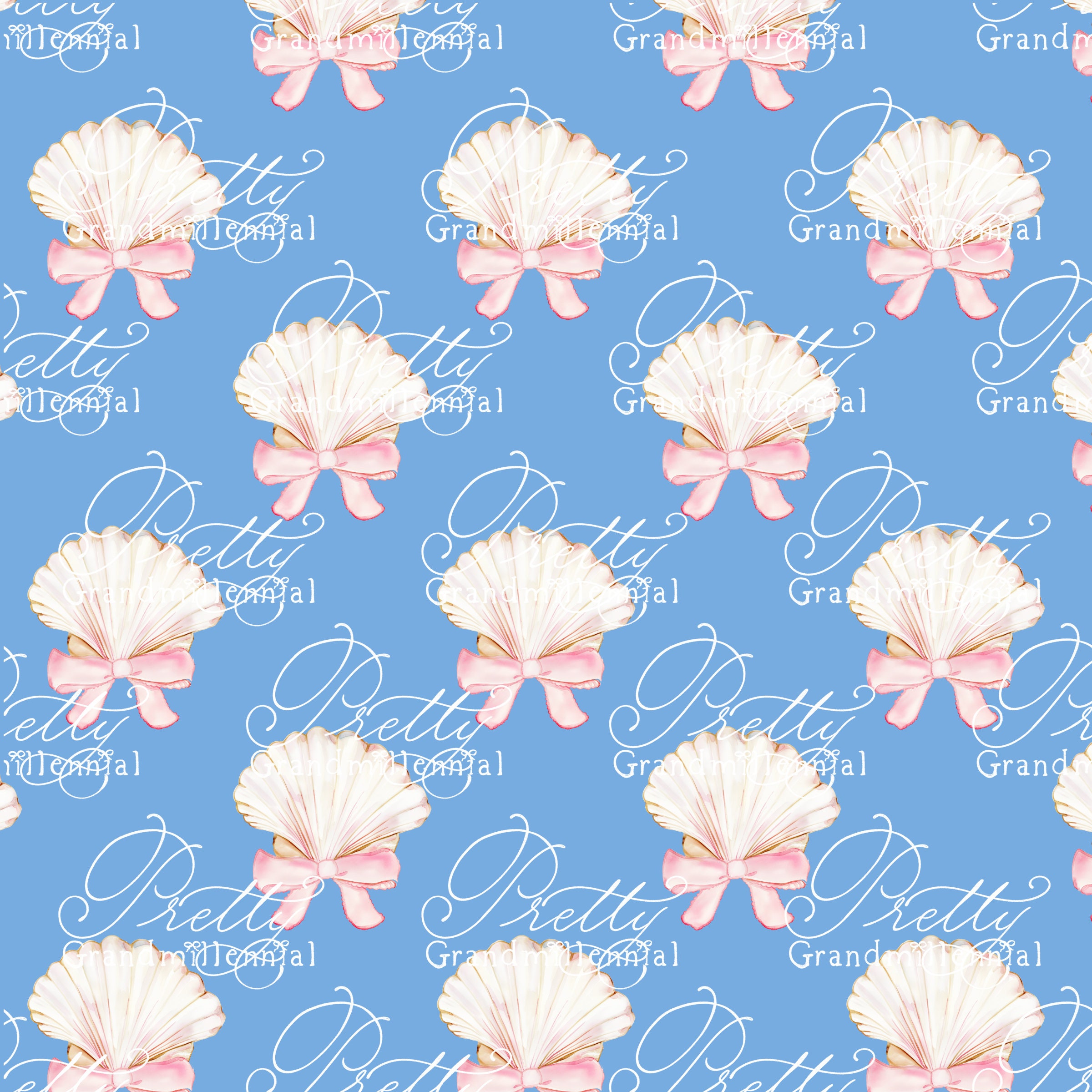 Beach Seashell Seamless Pattern, Preppy Pattern, Grandmillennial ...