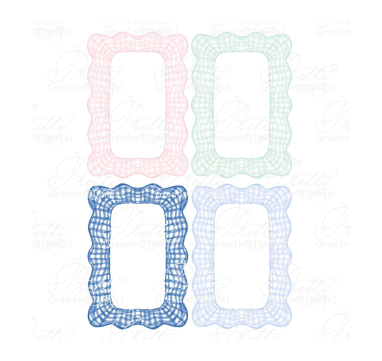 5x7 Gingham Frame, Grandmillennial Clipart, Gingham Clipart, Frame ...