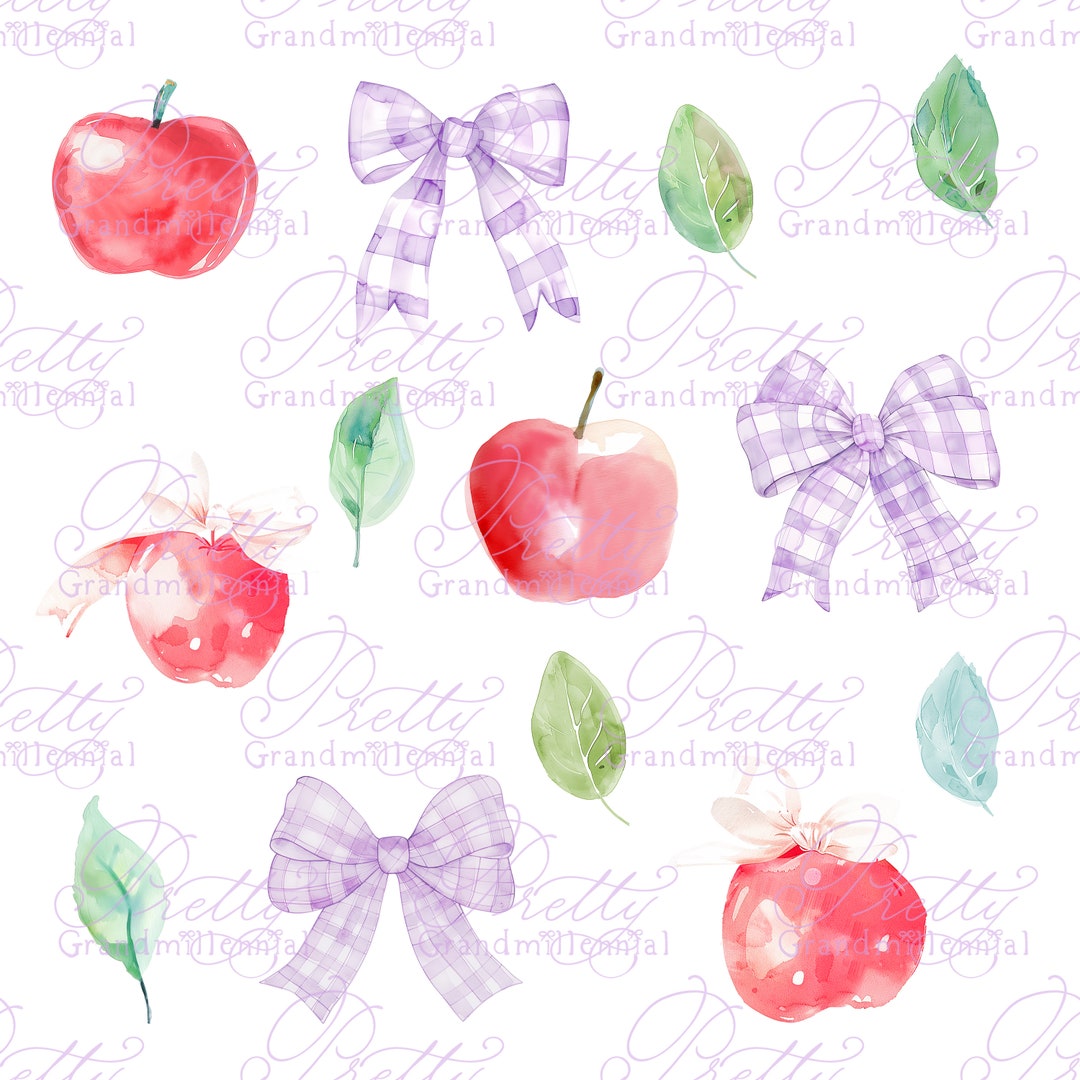 Grandmillennial Back to School Clipart, Watercolor Back to School ...