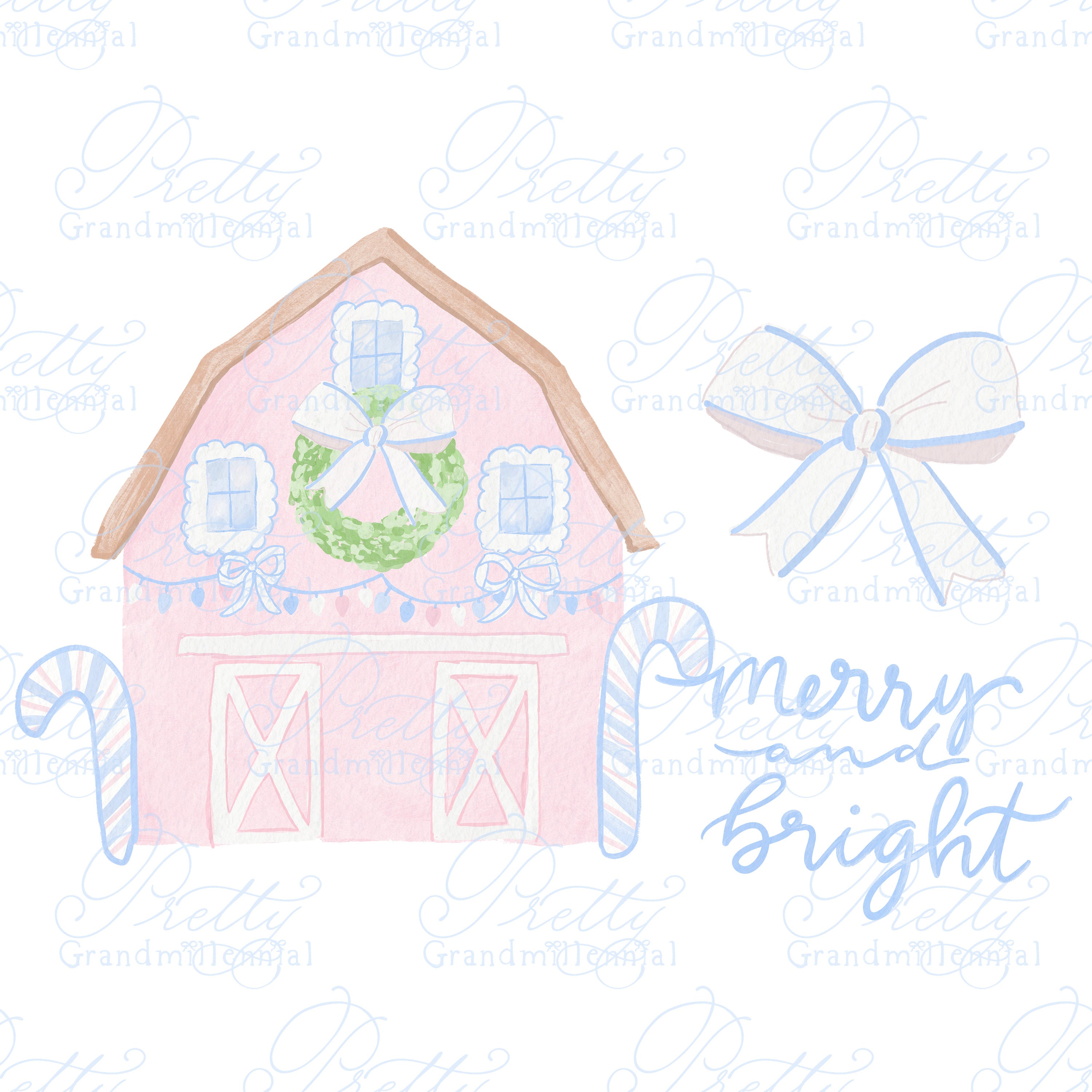 Christmas Pink Barn Clipart, Pink Barn Clipart, Cute Barn, Southern ...