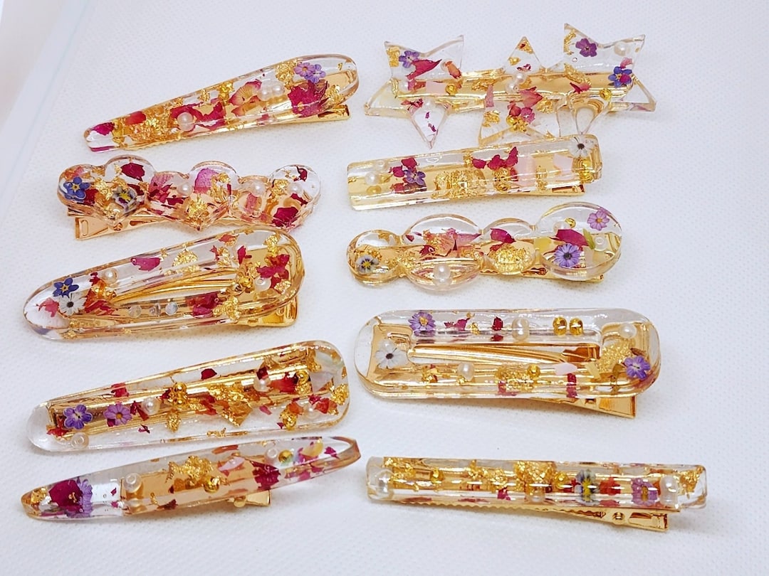 Pressed Flower Hair Clips Pack of 2 Real Flowers in Resin - Etsy