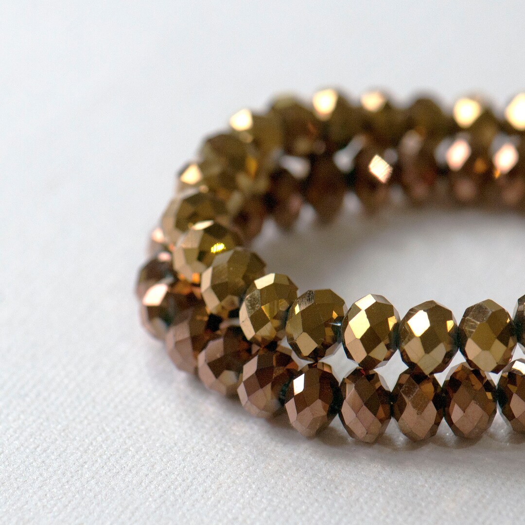 Bronze, Gold Crystal Bracelets, Stretch Metallic Crystal Bangles ...