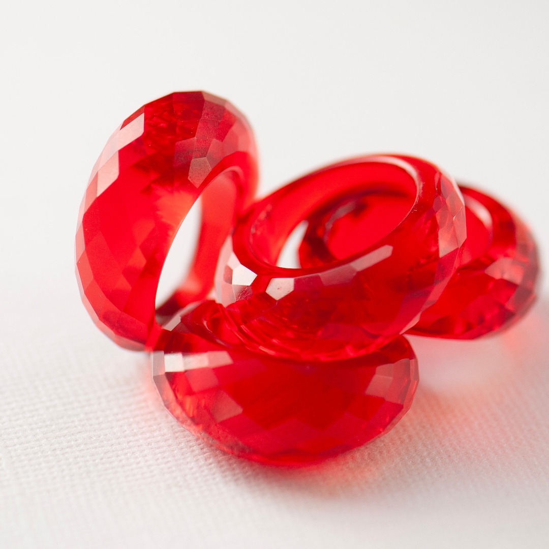 Red Crystal Glass Ring, Dome Glass Ring, Red Statement Ring, Funky Ring ...