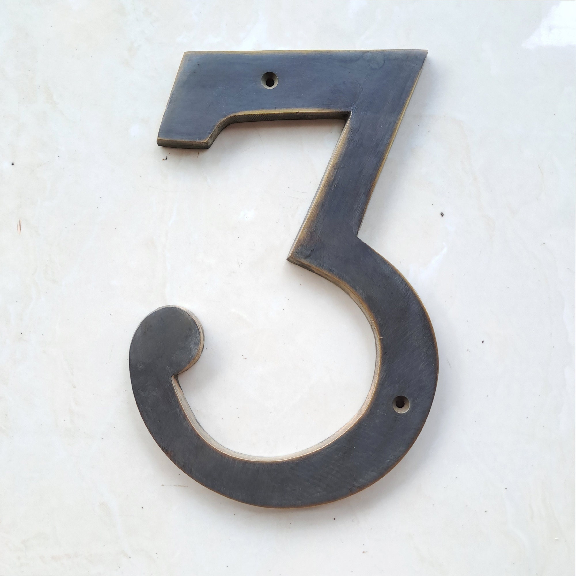 7.4" Set of Vintage Solid Brass Number Letters, Old Style Brass Large ...