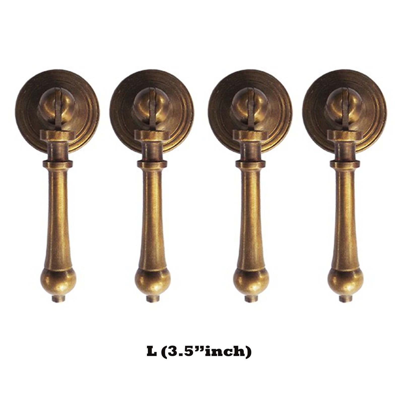 4pcs Vintage Brass TEARDROP Knob Drawer Pulls, Teardrop Round Backplate ...