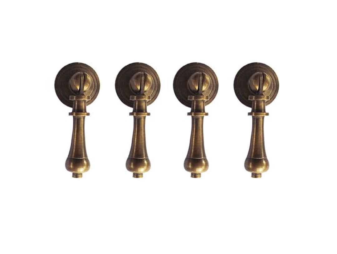 4pcs - Vintage Brass TEARDROP Knob Drawer Pulls, Teardrop Round ...