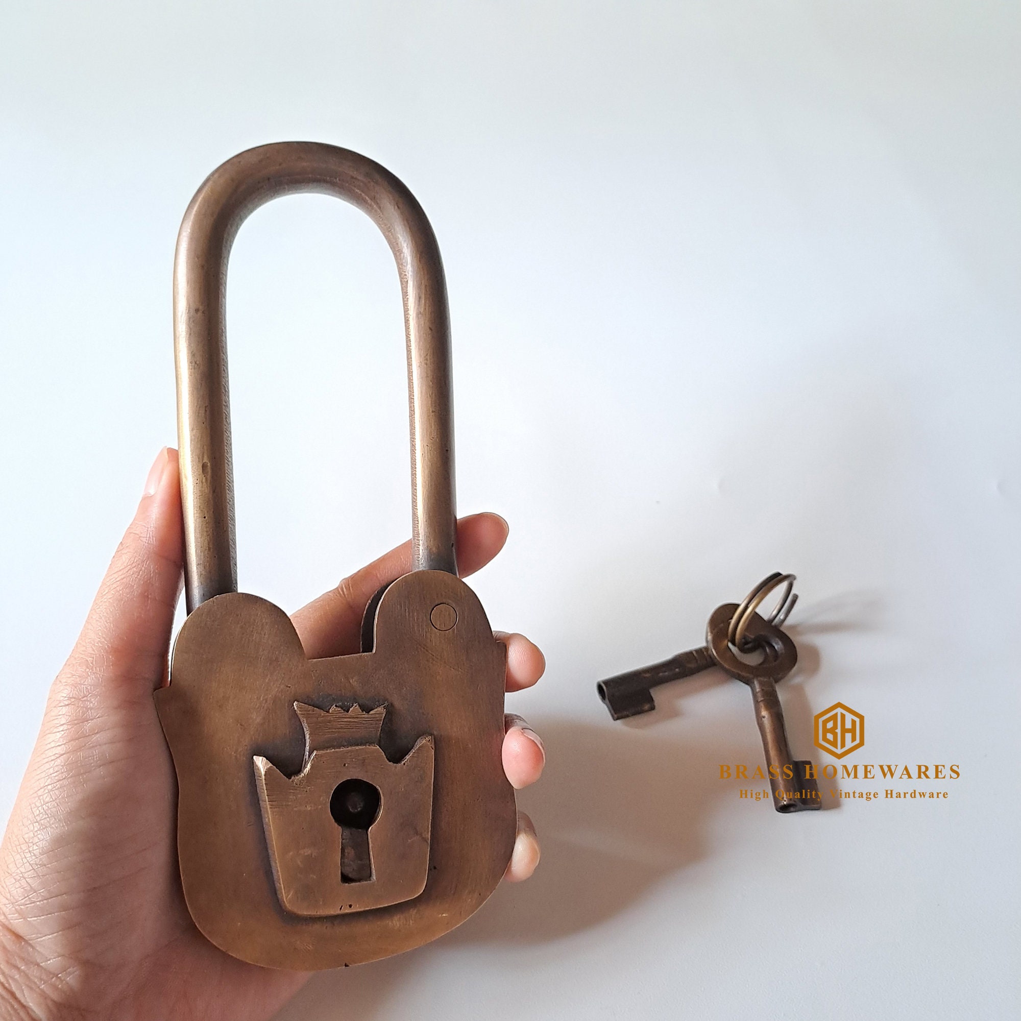 7.3" Victorian Vintage PADLOCK Solid Brass, Brass Padlock Set, Antique ...