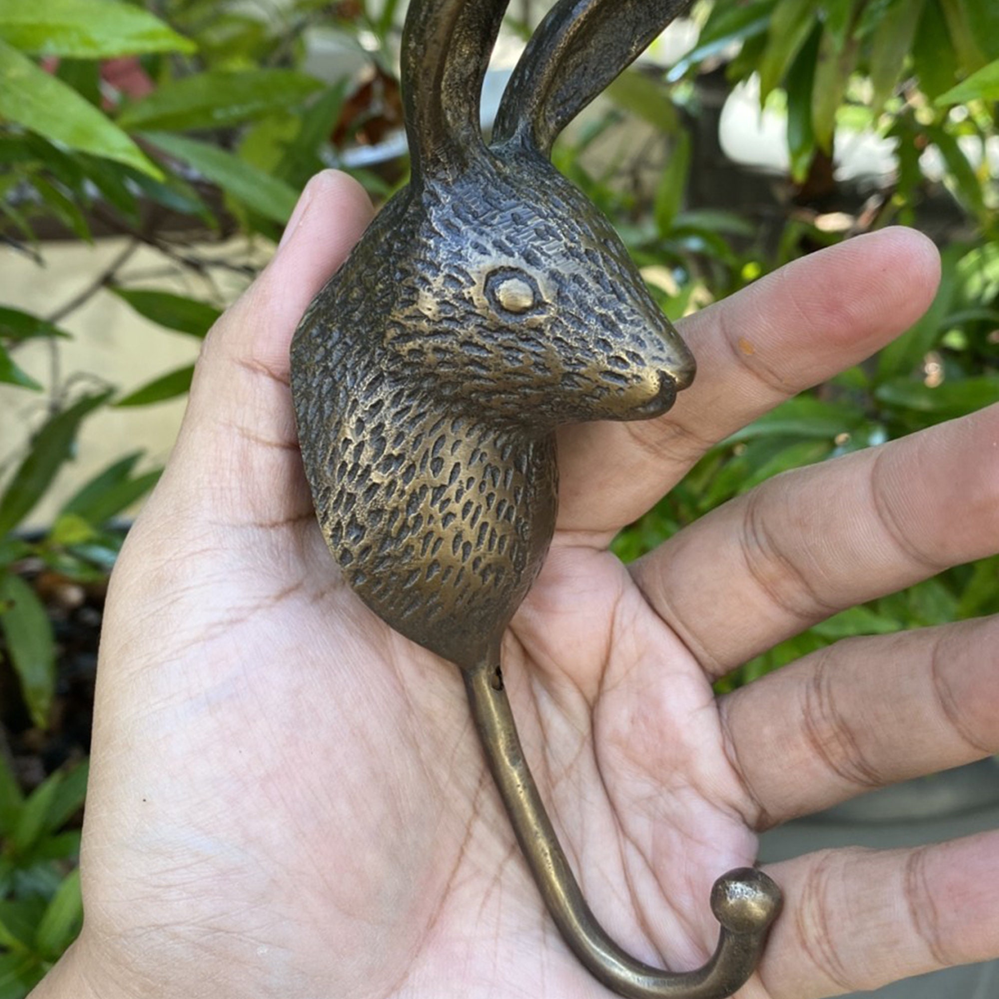 5.5 Antique Bunny Rabbit Hook Hanger Solid Brass Vintage Strong Wall Mount Hook Clothes Coat Hat ...