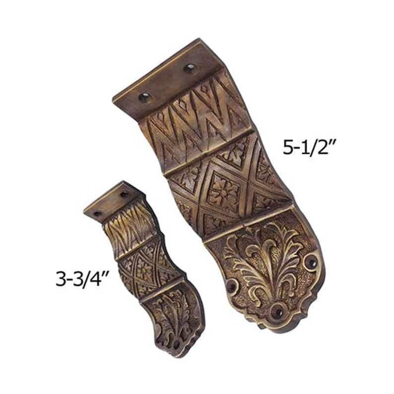 5.5" Vintage Solid Brass Stair Handrail Brackets - LARGE Ornate ...