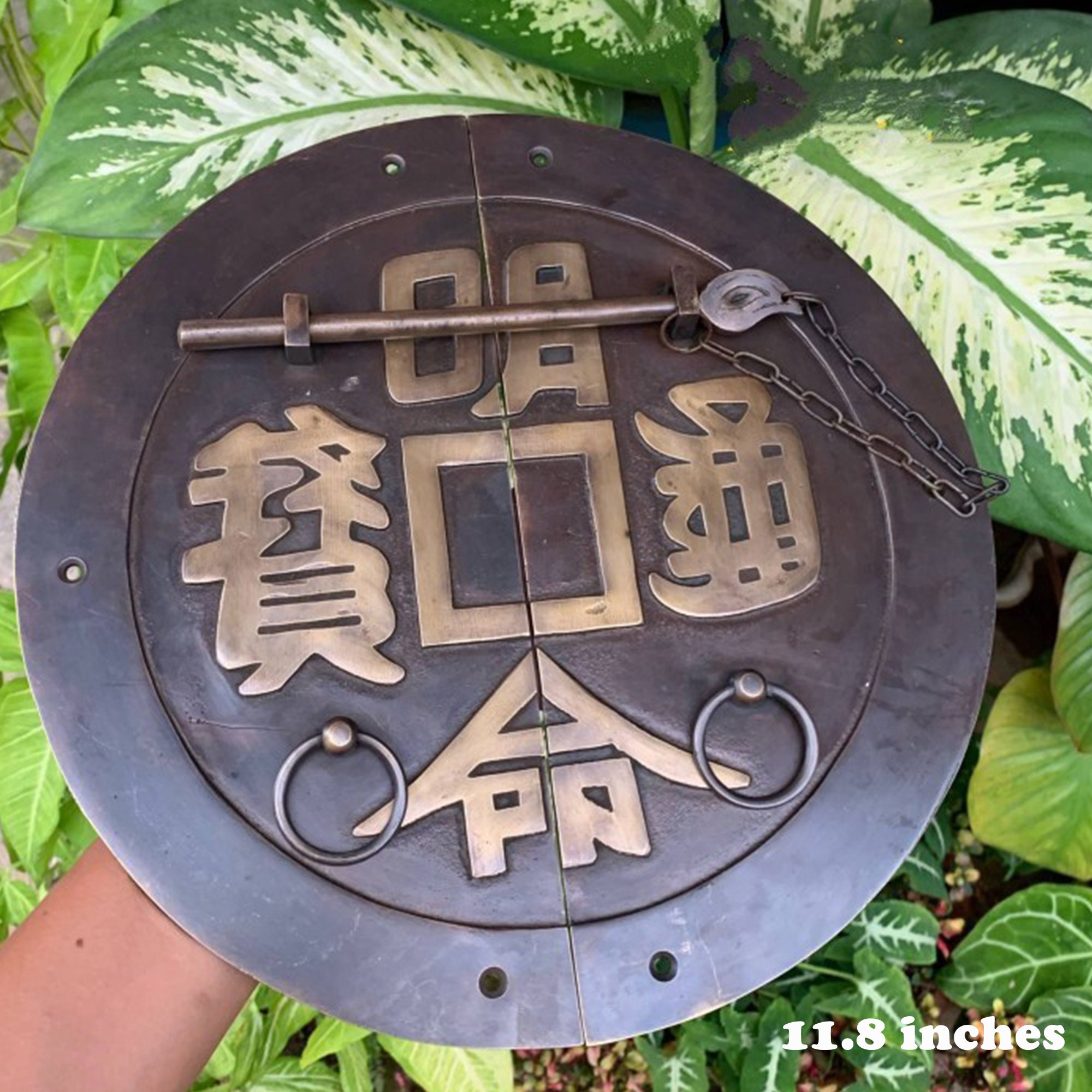 Vintage Latch Lock Solid Brass Classic Round Chinese Hasp Lock Catch ...