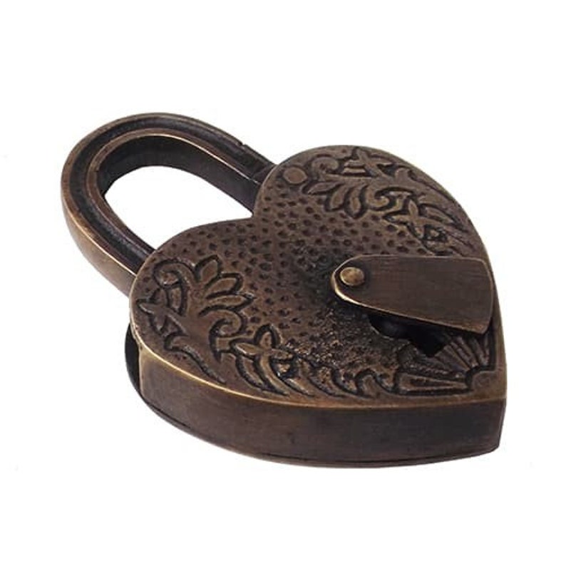 Heart Ornate Vintage PADLOCK Solid Brass, Brass Padlock Set, Antique ...