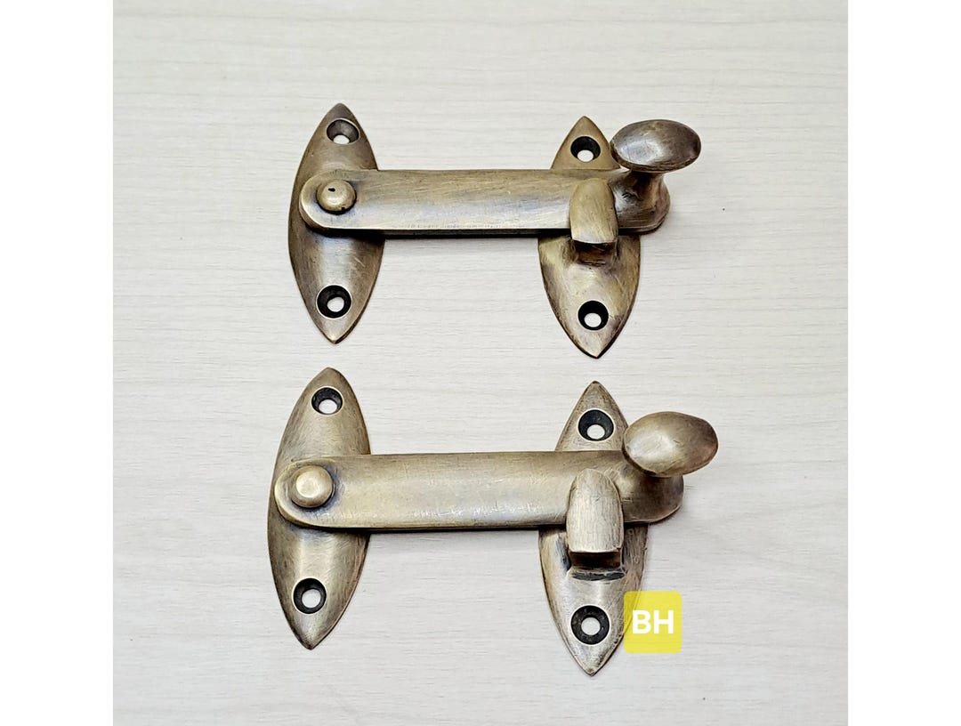 3.3" (2pcs) LATCH LOCK Antique / Solid Brass Door-latch Barn Door Lock ...