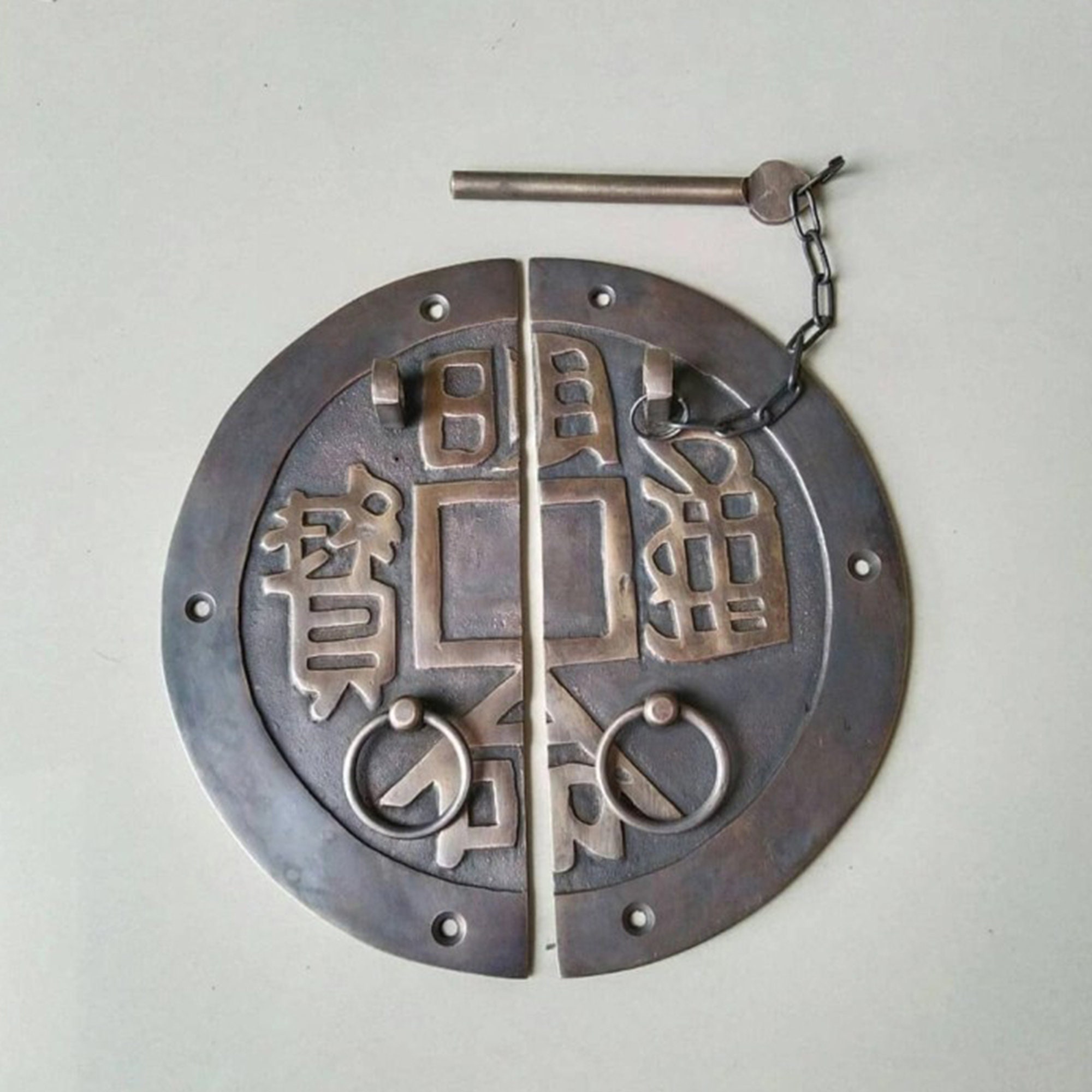 Vintage Latch Lock - Solid Brass Classic Round Chinese Hasp Lock Catch ...