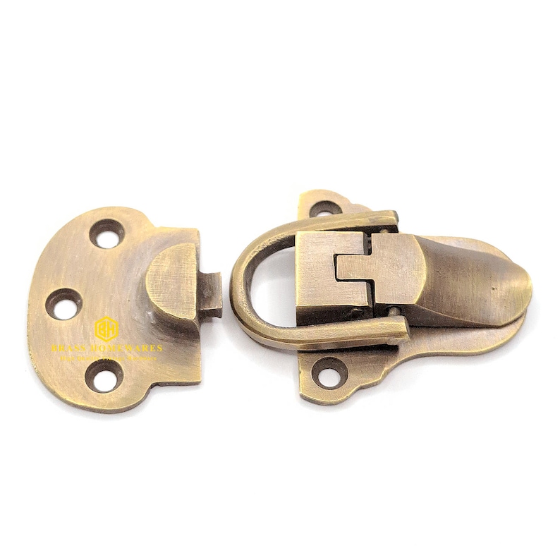 2.6"/3.3" Set of Vintage Solid Brass BOX Trunk Latch Lock Hasp Latch ...