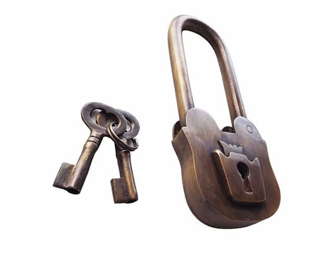 7.3" Victorian Vintage PADLOCK Solid Brass, Brass Padlock Set, Antique ...