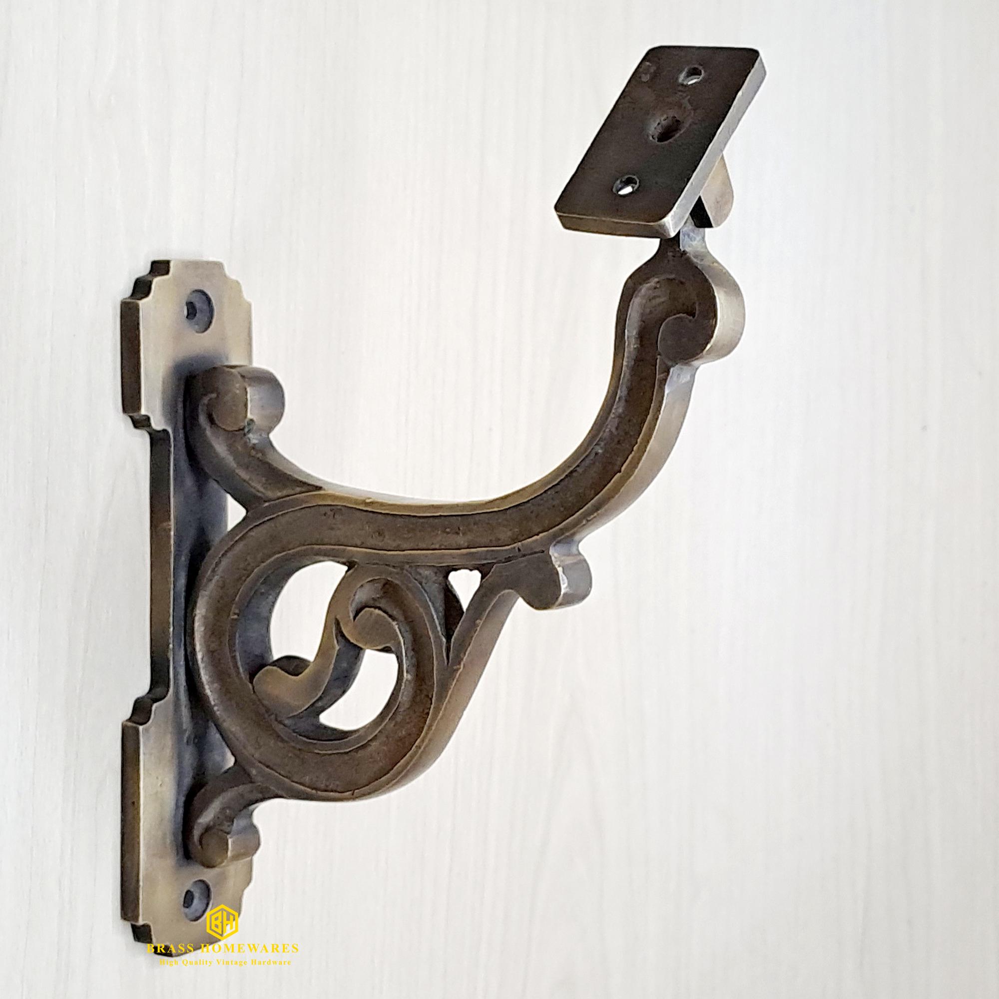6.6" Vintage Solid Brass Stair Handrail Brackets Antique Brass Classic ...