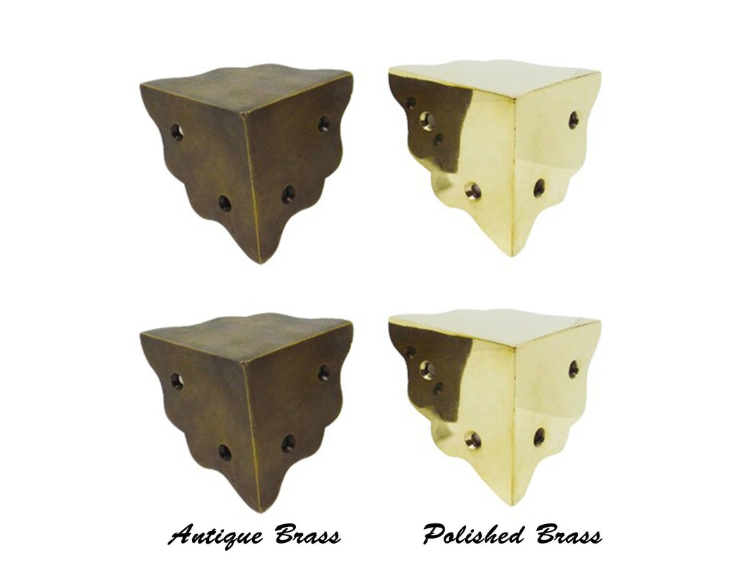 50mm Set of Vintage 3D Wave Box Corner Protector, Solid Brass ...