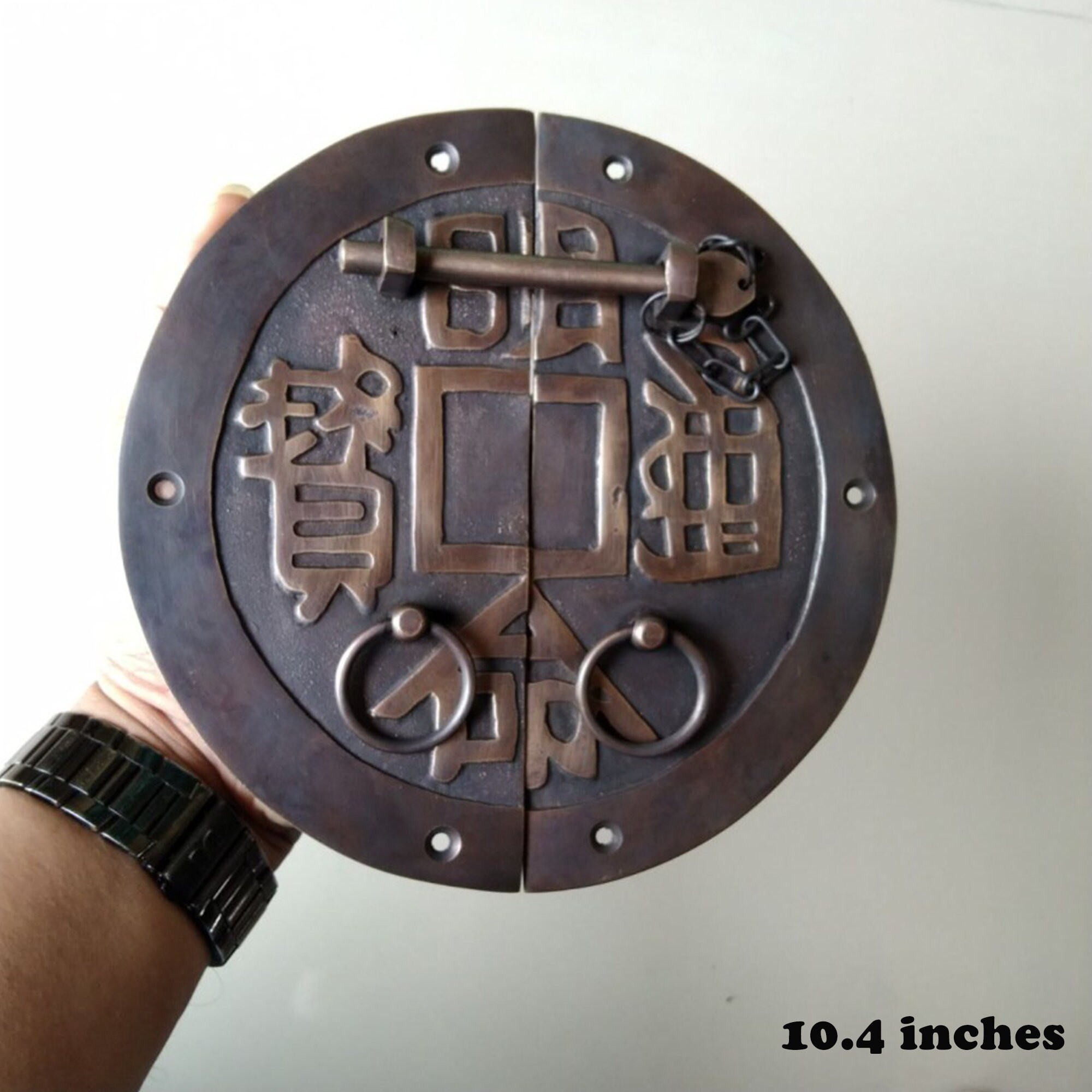 Vintage Latch Lock - Solid Brass Classic Round Chinese Hasp Lock Catch ...