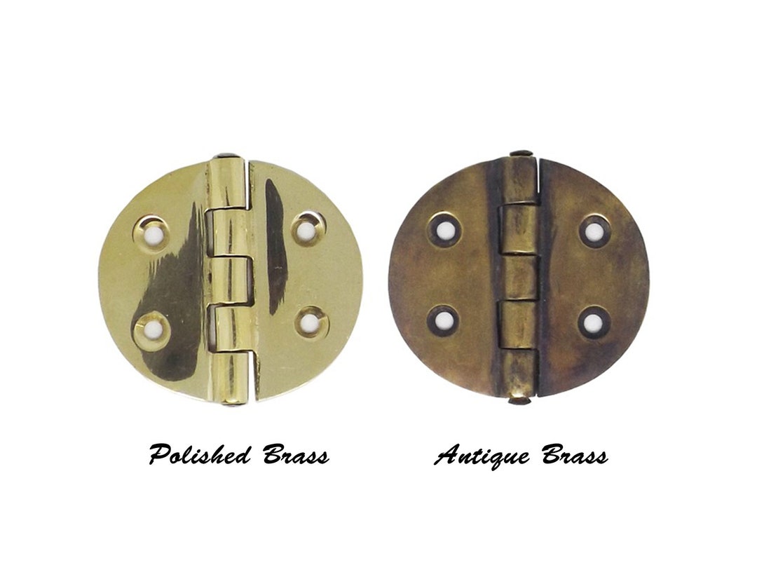 2" Vintage Solid Brass ROUND HINGE Hardware / Door Cabinet Drawer ...