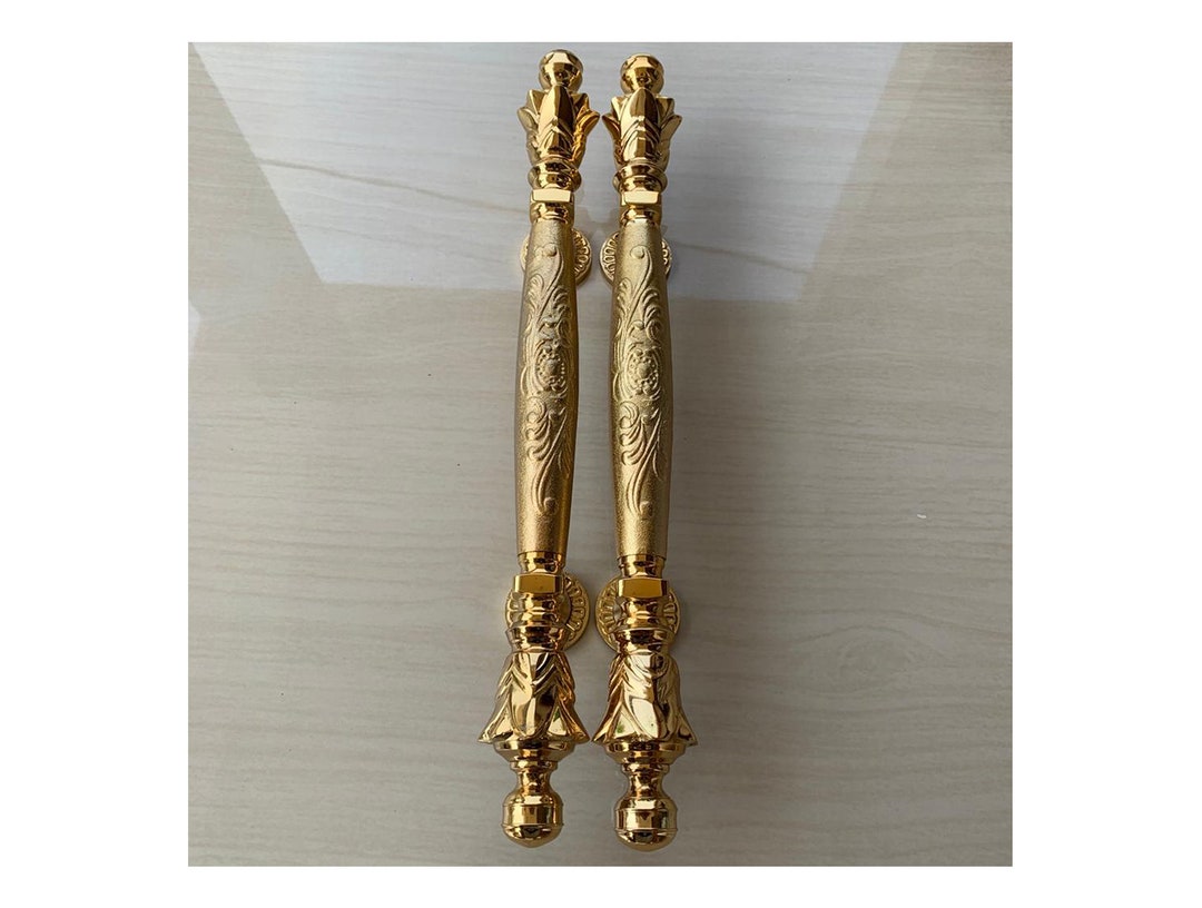 17.7" Pair of Vintage Solid Brass Main Entry Door Handle Antique Door ...