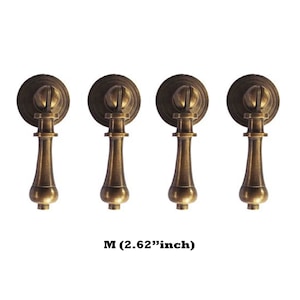 4pcs - Vintage Brass TEARDROP Knob Drawer Pulls, Teardrop Round ...