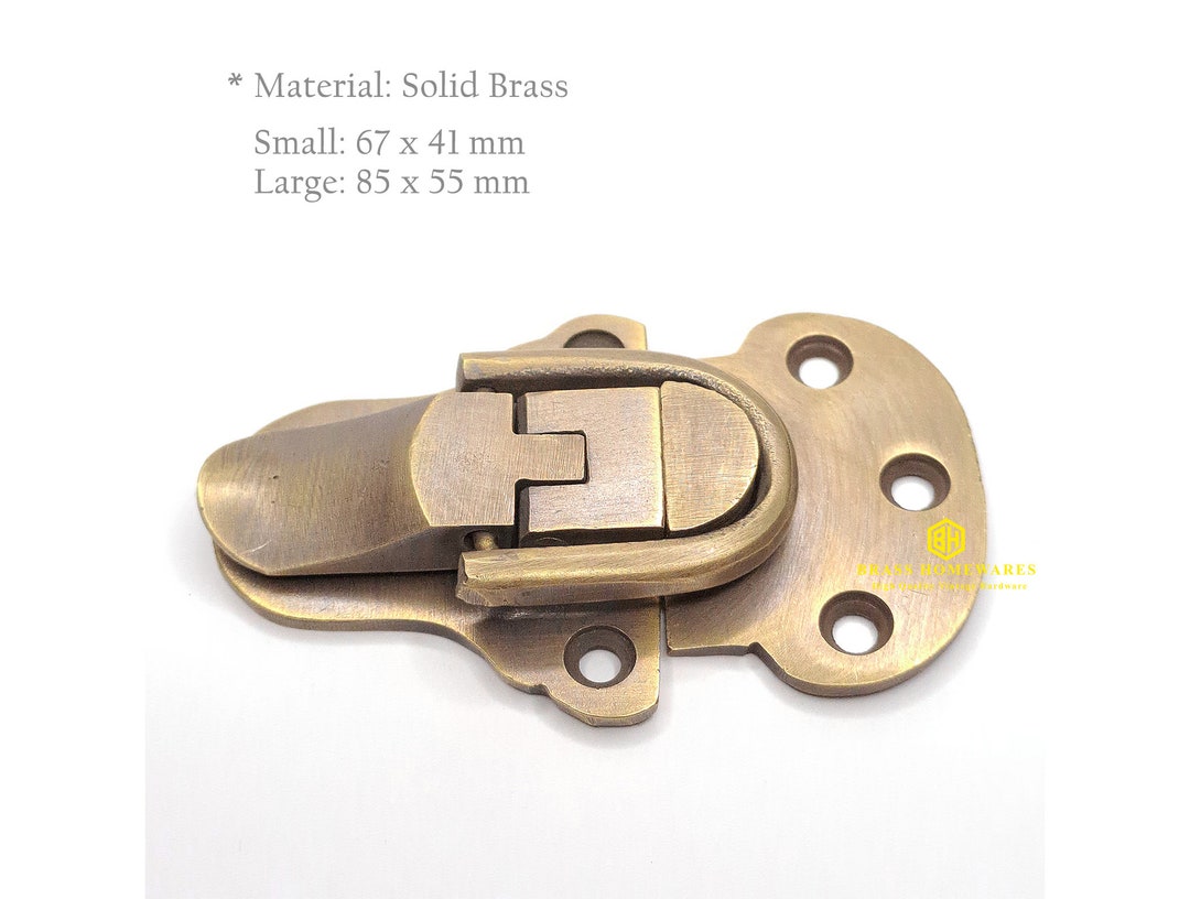 2.6/3.3 Set of Vintage Solid Brass Box Trunk Latch Lock Hasp Latch ...