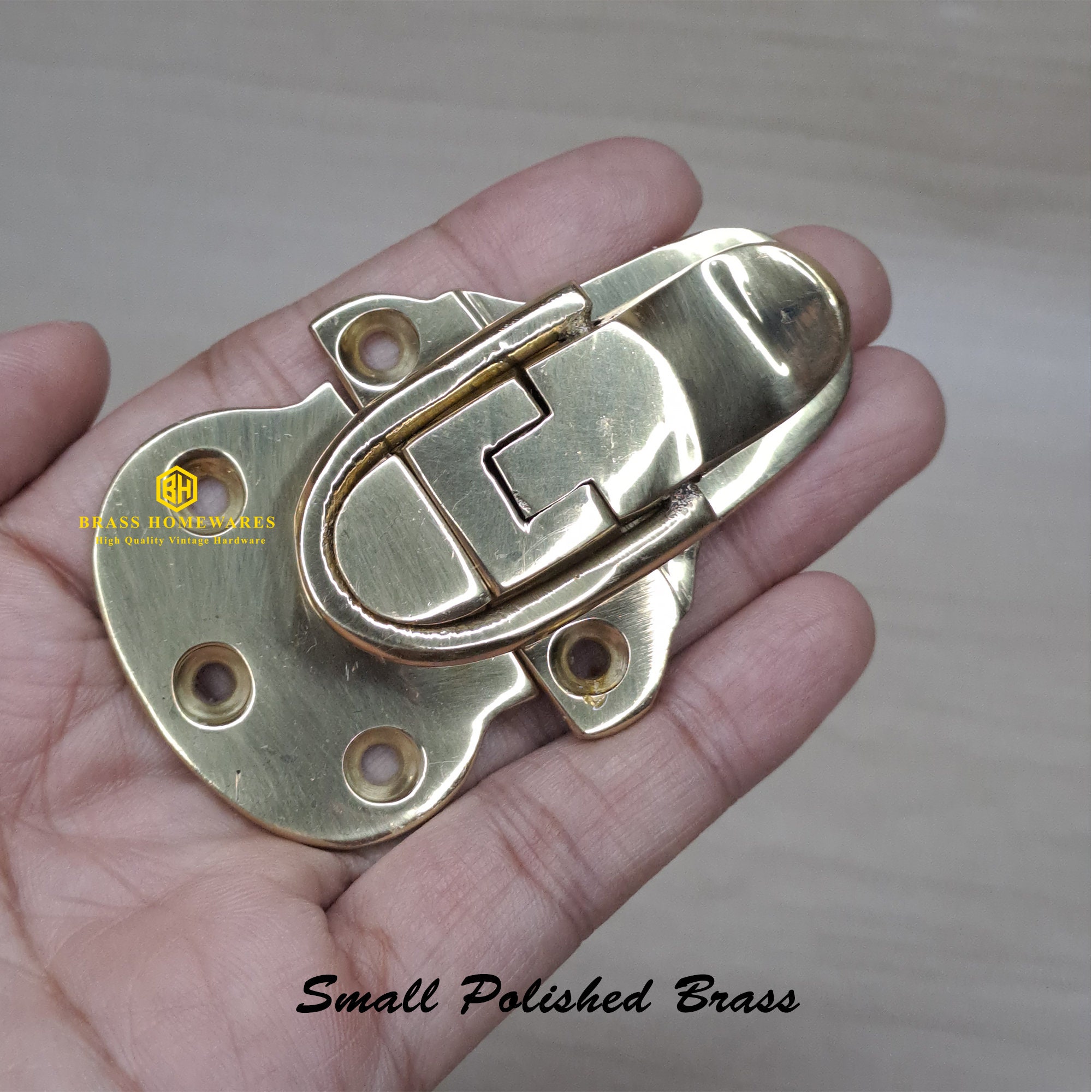 2.6"/3.3" Set of Vintage Solid Brass BOX Trunk Latch Lock Hasp Latch ...