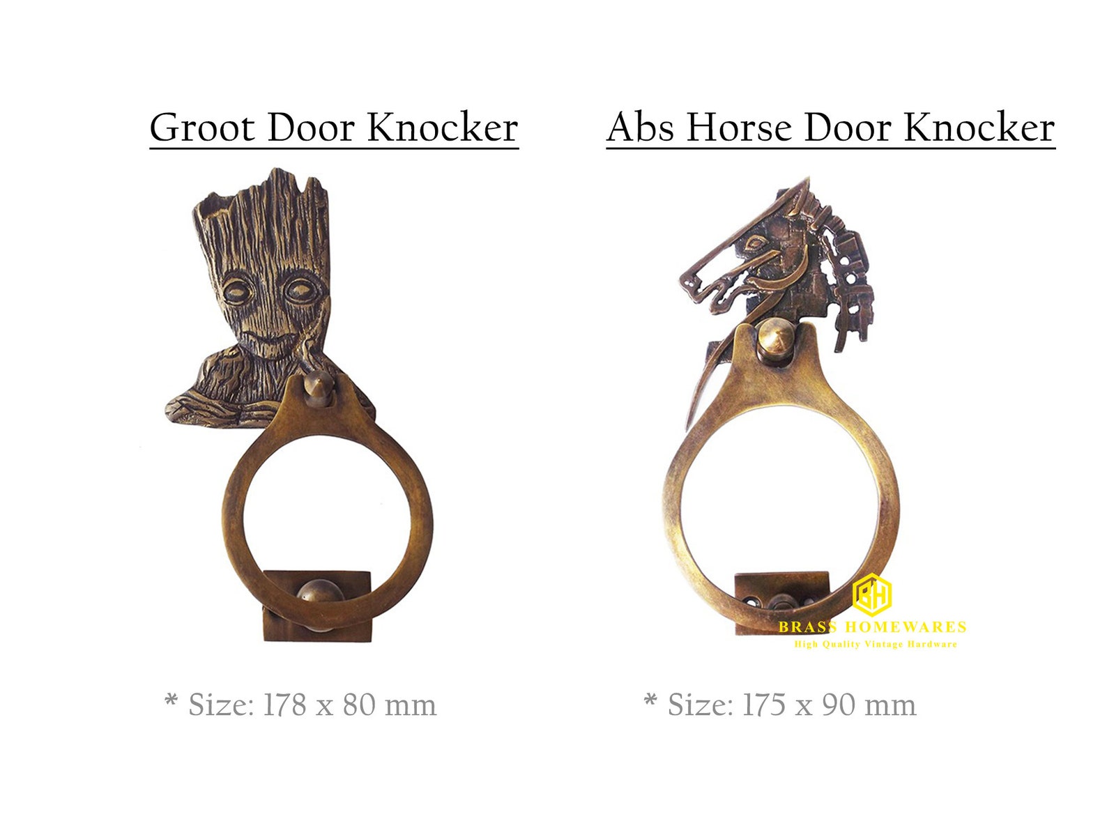 Vintage Solid Brass Door Knocker Unique Decorative Door Bell Gate Front ...
