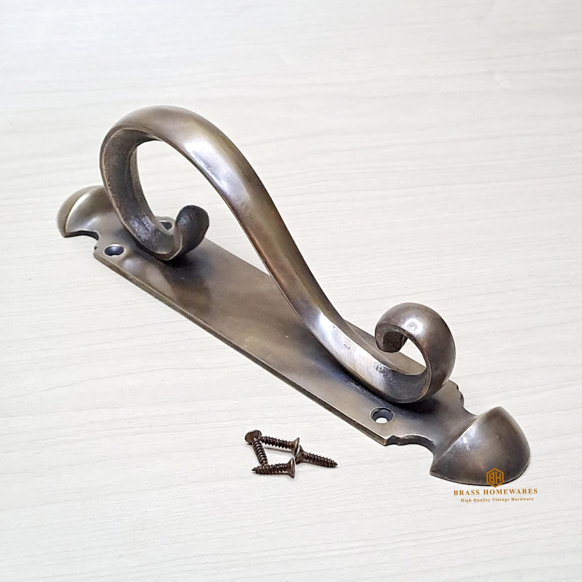 8.6" Pair of Vintage Brass Door Handle Pull, Antique Victorian Torpedo ...