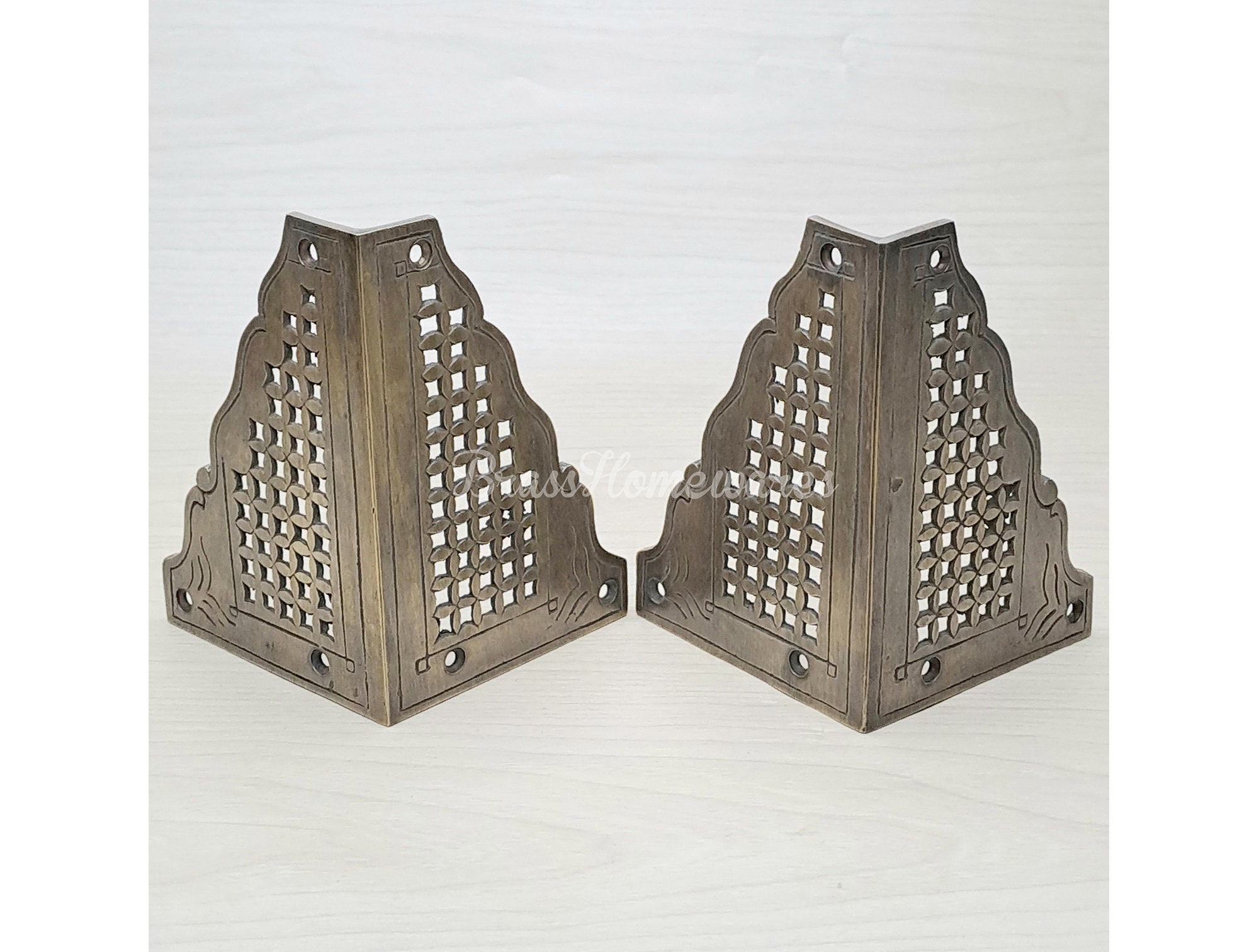 4.3 SET of Solid Brass Decorative Corner Plate Protector / Geometric ...