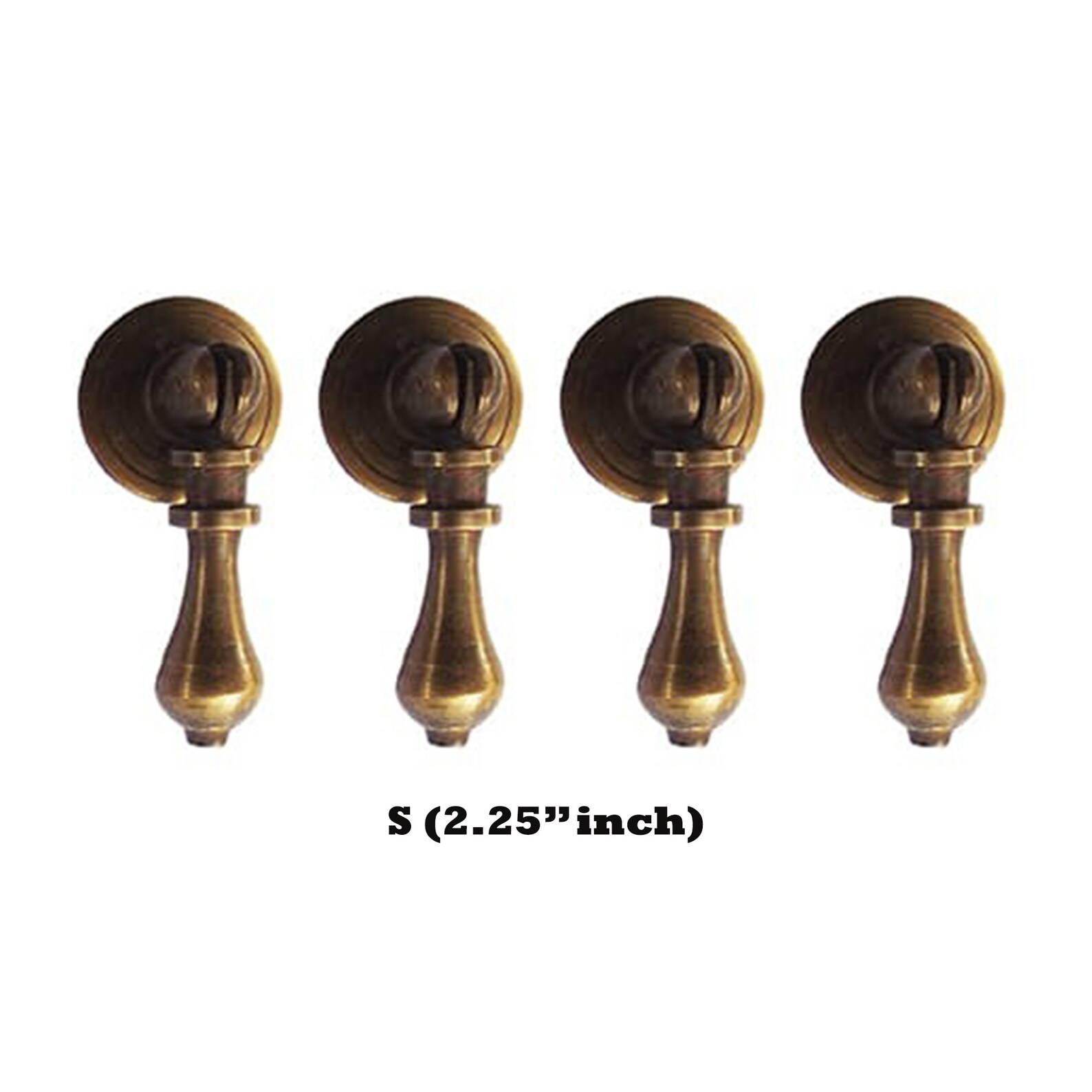 4pcs Vintage Brass TEARDROP Knob Drawer Pulls, Teardrop Round Backplate ...