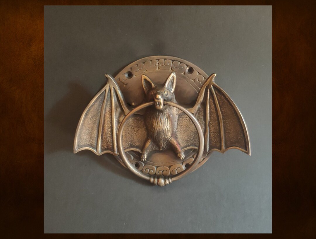 4.9" Vintage Solid Brass Door Knocker Bat Halloween Accessories Door ...