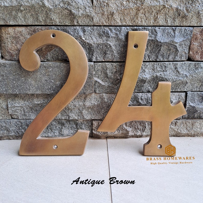 7.4" Set of Vintage Solid Brass Number Letters, Old Style Brass Large ...