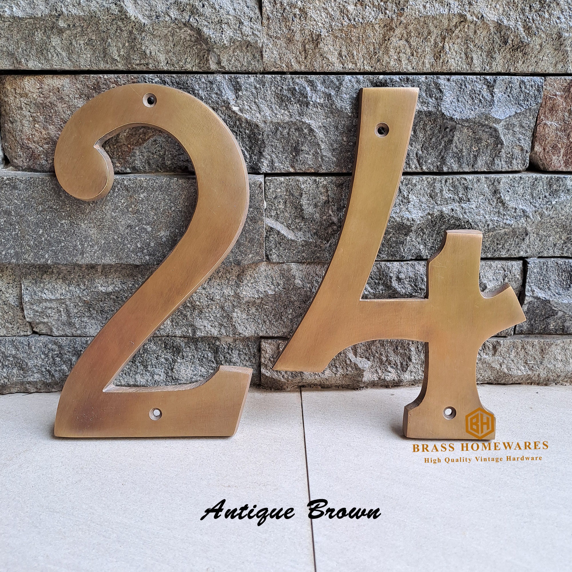 7.4 Set of Vintage Solid Brass Number Letters, Old Style Brass Large ...
