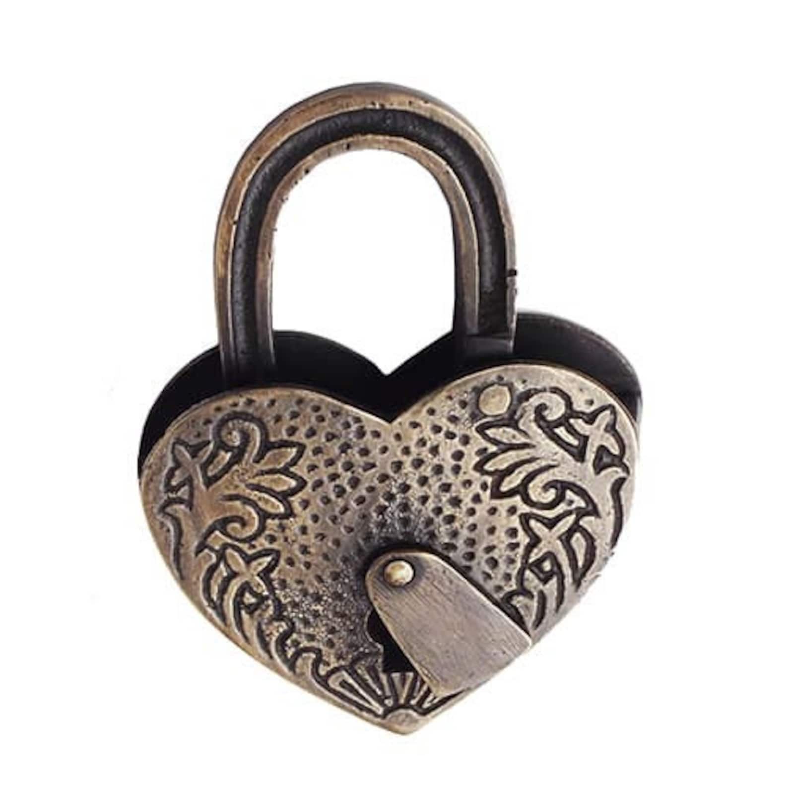 Heart Ornate Vintage PADLOCK Solid Brass, Brass Padlock Set, Antique ...