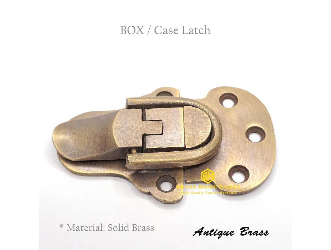 2.6"/3.3" Set of Vintage Solid Brass BOX Trunk Latch Lock Hasp Latch ...