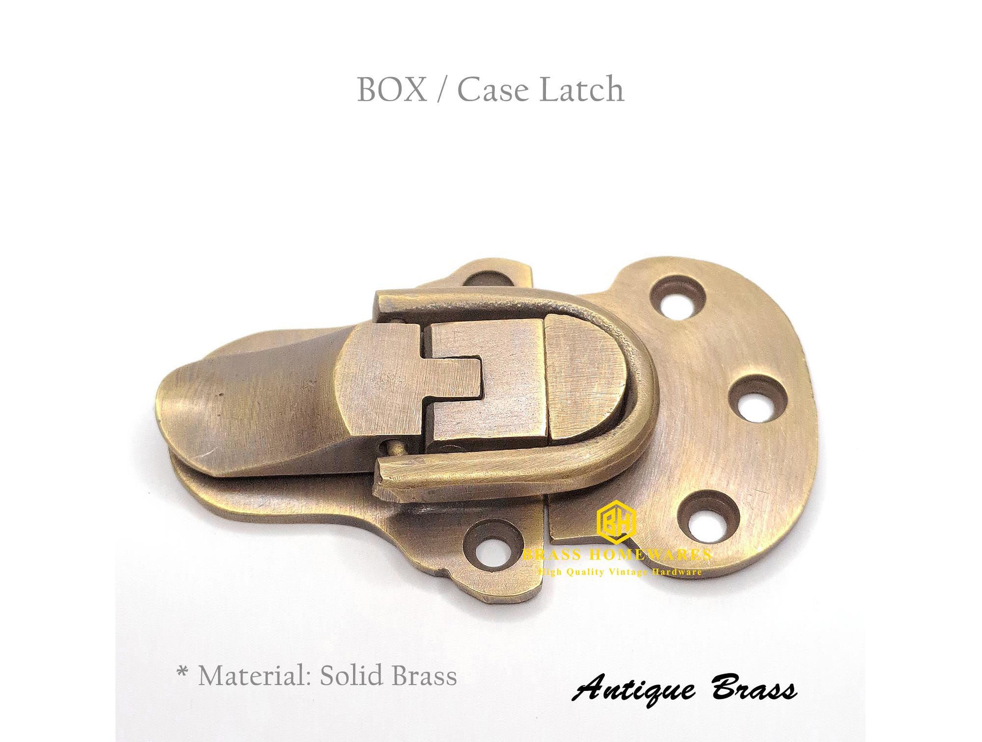 2.6"/3.3" Set of Vintage Solid Brass BOX Trunk Latch Lock Hasp Latch ...