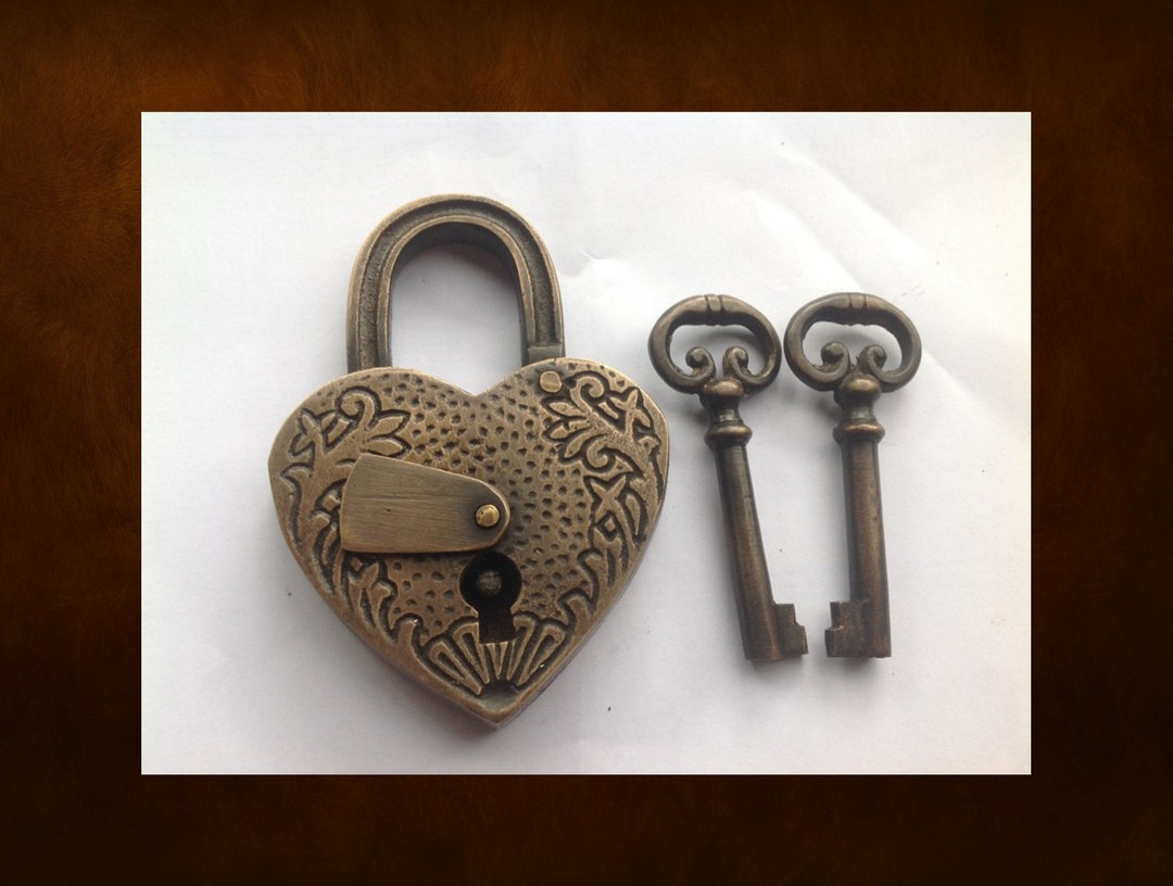 Heart Ornate Vintage PADLOCK Solid Brass, Brass Padlock Set, Antique ...